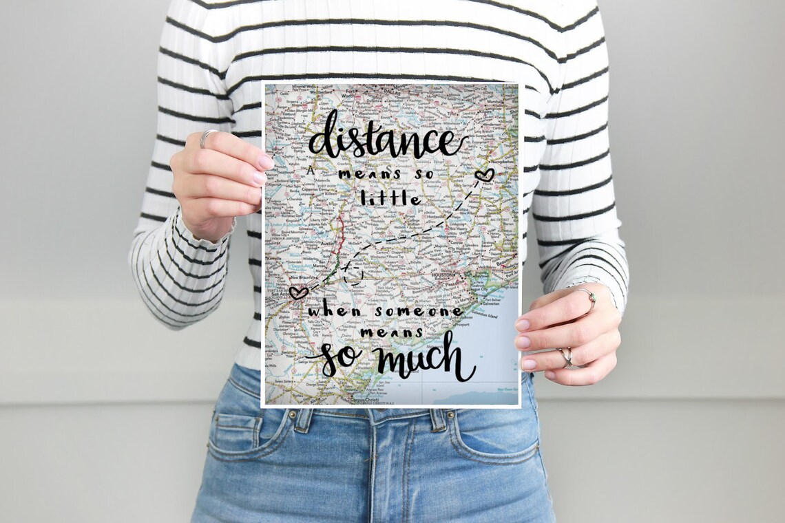 Custom Map Print Long Distance Relationship Gift Long - Etsy