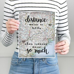 Custom Map Print Long Distance Relationship Gift - Long Distance Friend ...