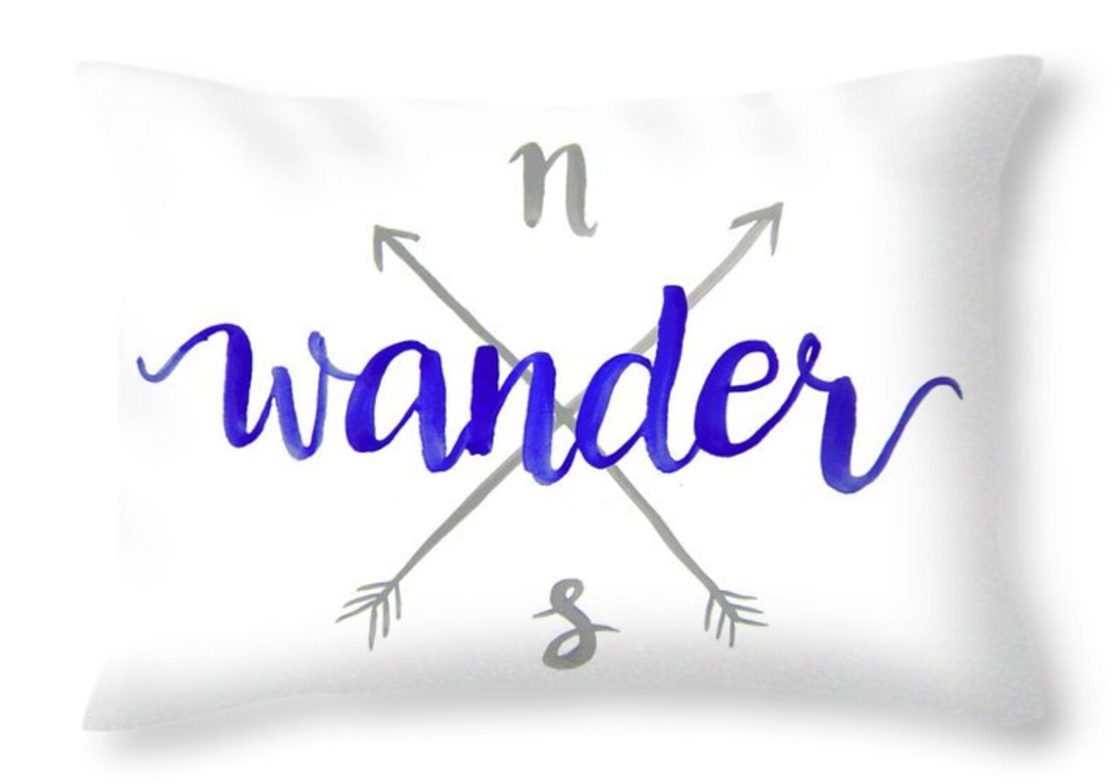 Wander Decorative Pillows Blue and White Pillow Travel Gift - Etsy