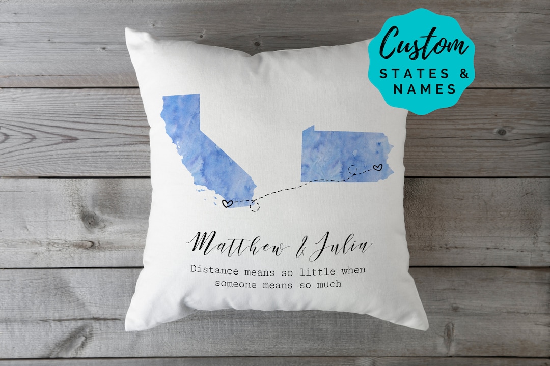 Personalized State Pillow Long Distance Relationship Gift Custom Throw ...