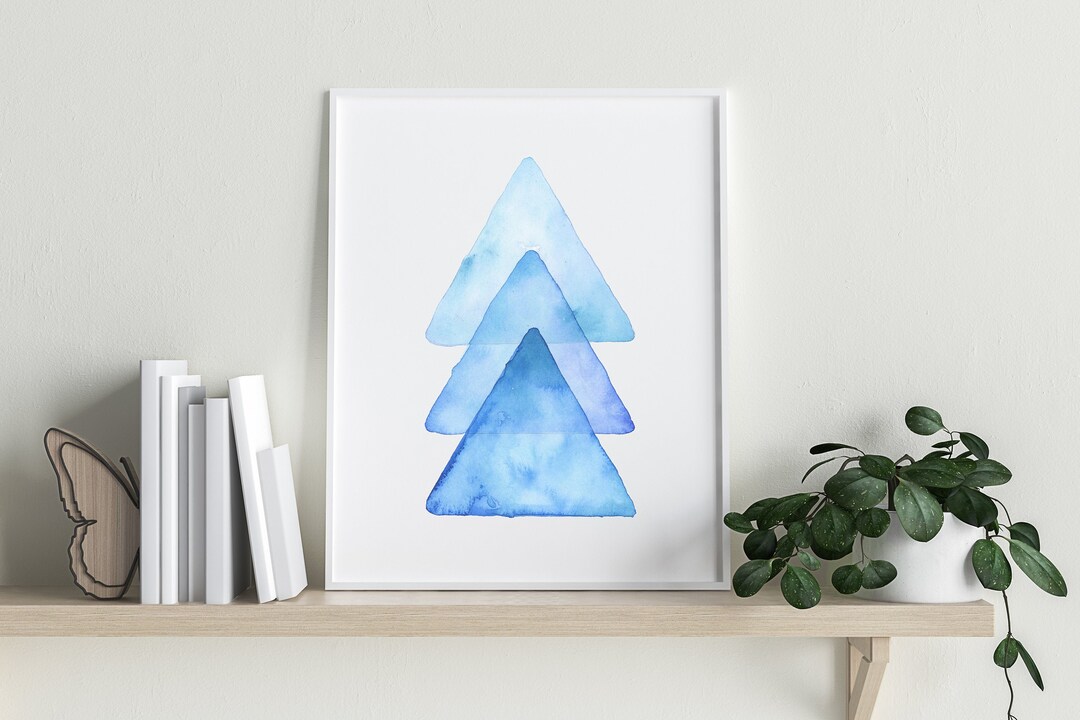 Triangle Art Print Abstract Watercolor Painting Nursery Wall Art ...