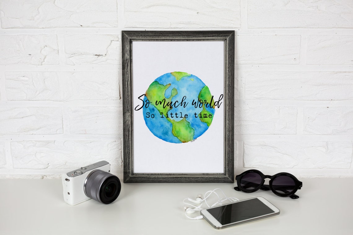 Travel Art Print Travel Quote Wall Art Watercolor Print - Etsy