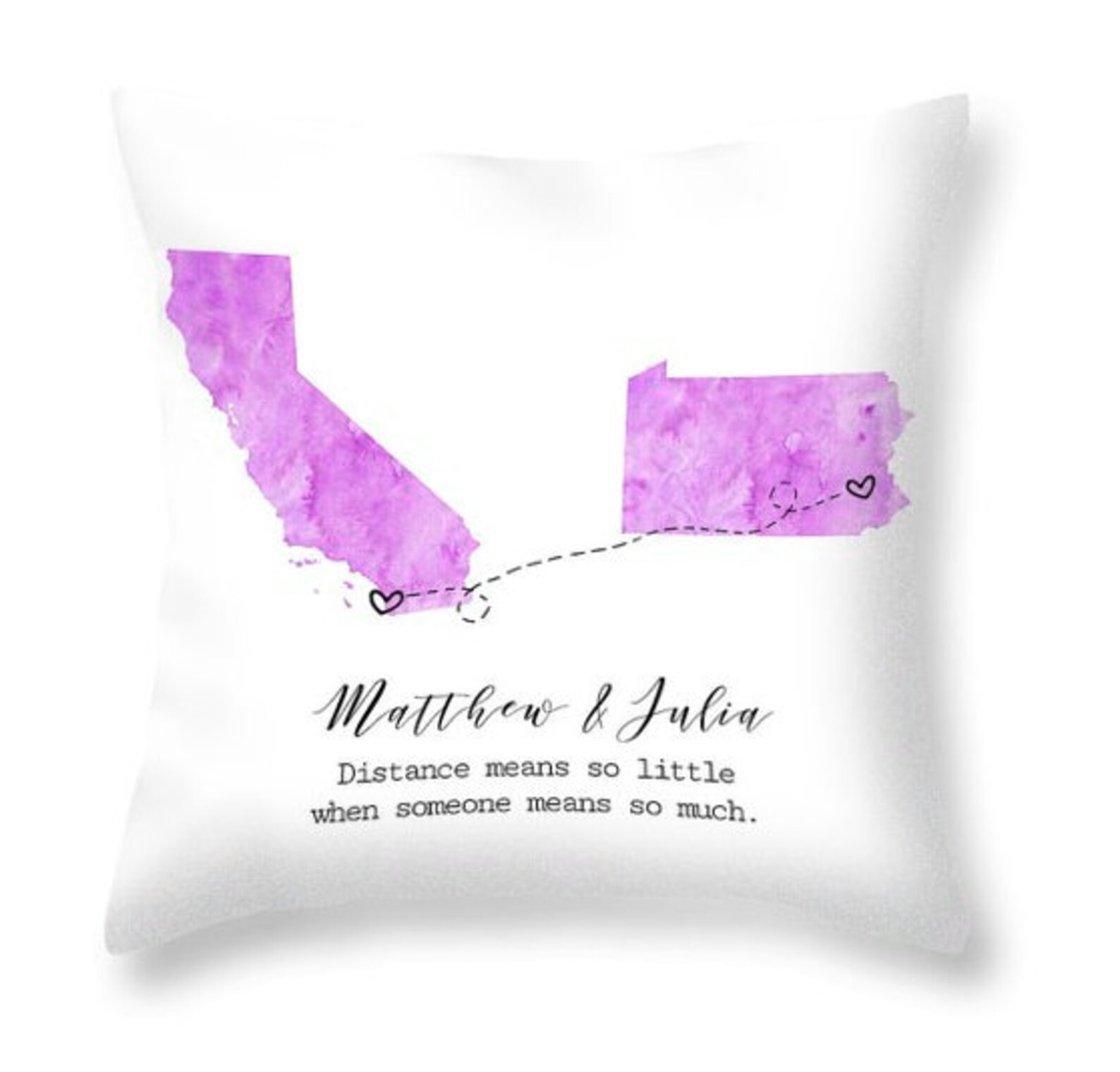 Personalized State Pillow Long Distance Relationship Gift Custom Throw ...