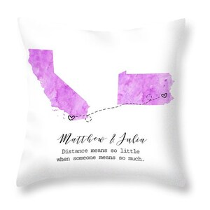 Personalized State Pillow Long Distance Relationship Gift Custom Throw ...