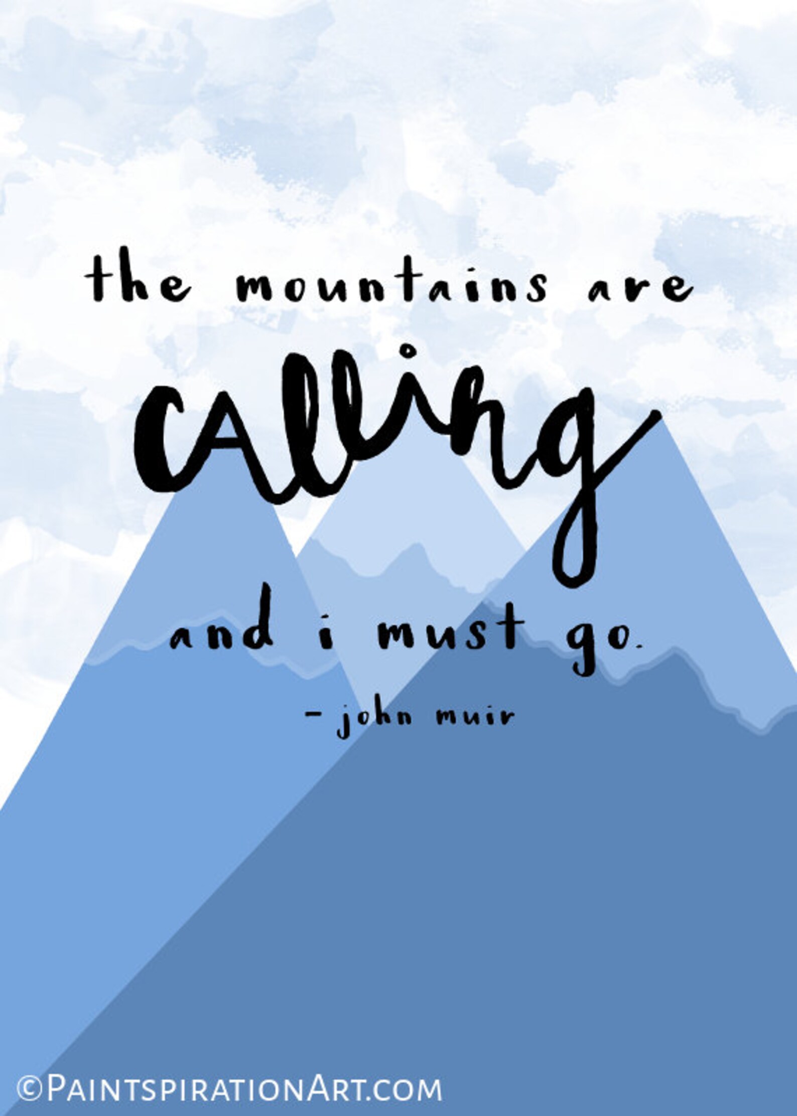 Mountain Print the Mountains Are Calling Print Art Hiking Gifts Dad ...