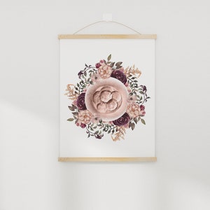 Dusty Pink Floral Nursery Print Custom Embryo Watercolor Digital Art ...