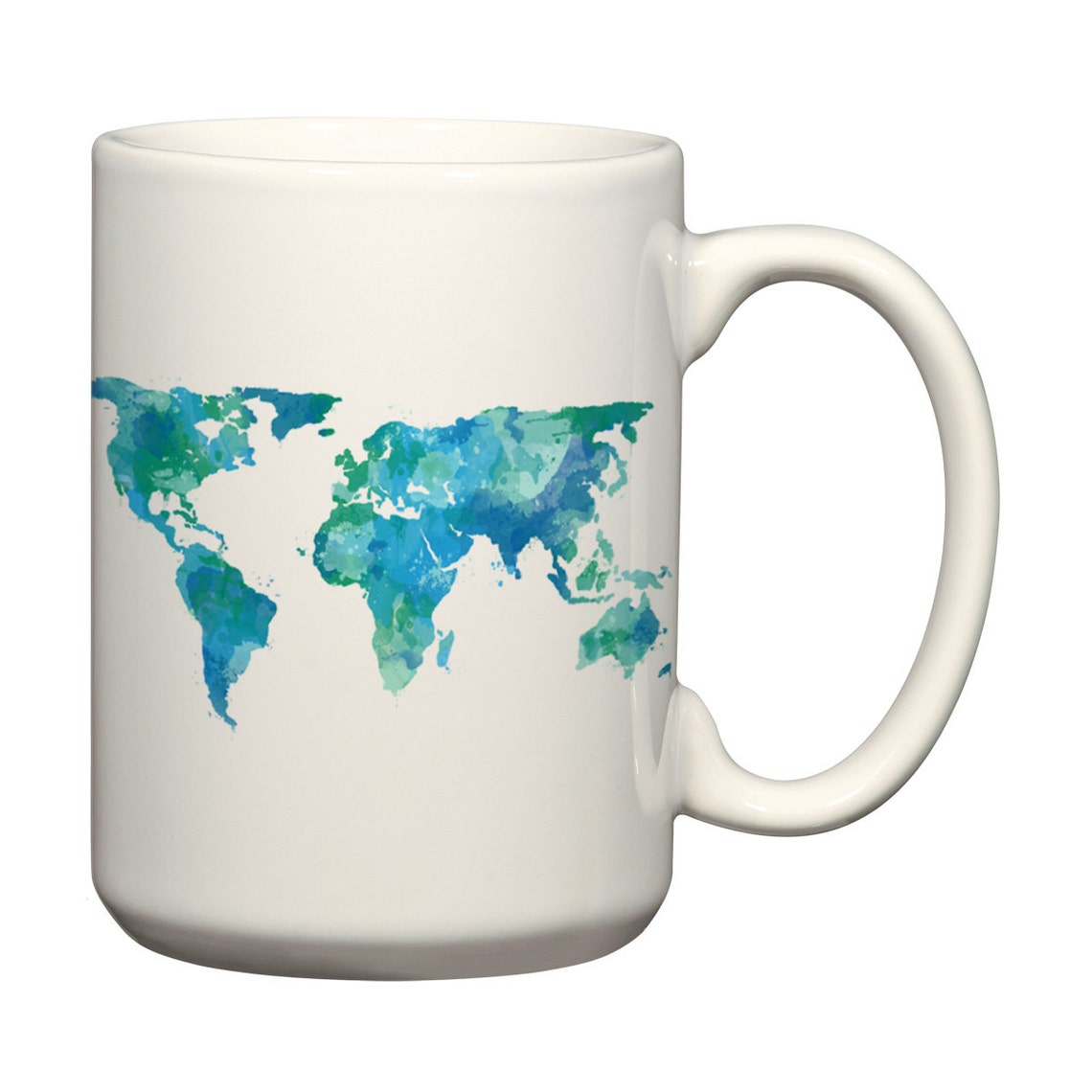 World Map Mug Travel Mug World Map Watercolor Mug Travel - Etsy