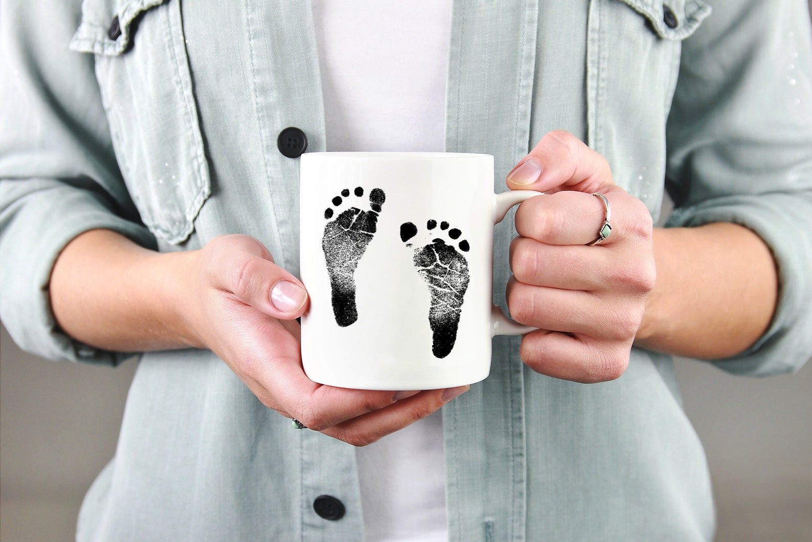 Custom Baby Footprint Mug Baby Footprint Gift Footprint Art Newborn ...