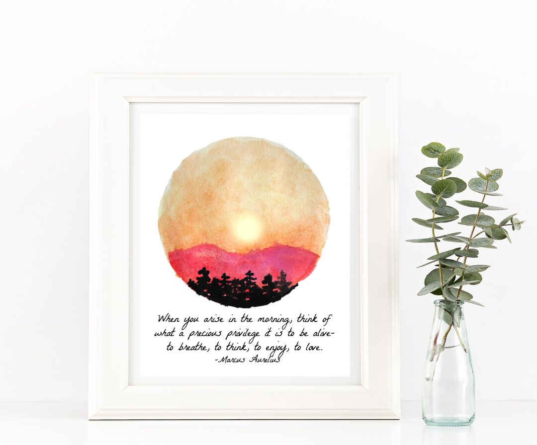 Inspirational Quote Wall Art Watercolor Print Sunrise Art Mountain ...