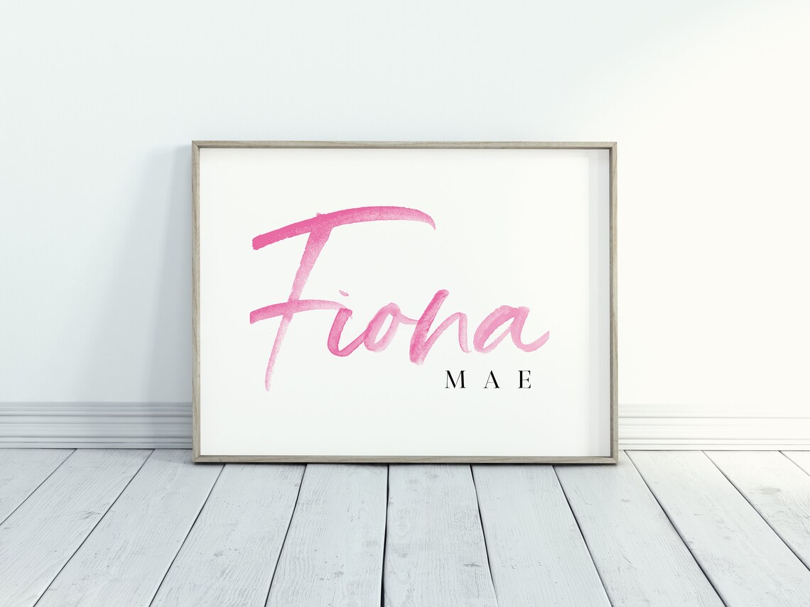 Custom Baby Name Art Print Watercolor Name Print Nursery Name Printable ...