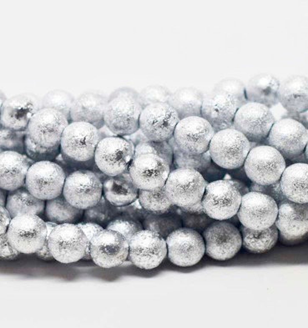 6 Mm Etched Silver Ore Smooth Round Druk Beads 50 Pieces - Etsy