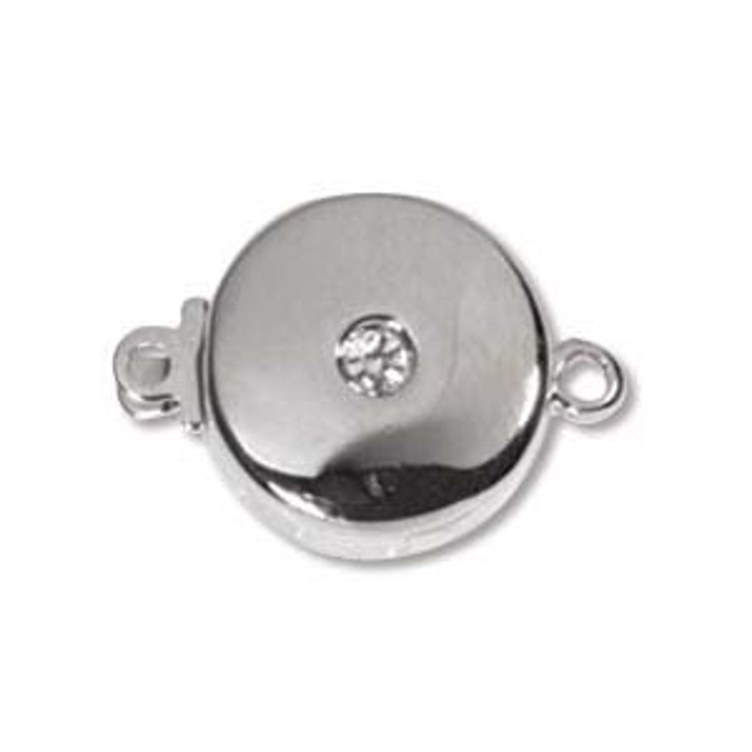 Round Push Pull Clasp 12mm Diameter, Rhodium or Gold Plate. Single ...