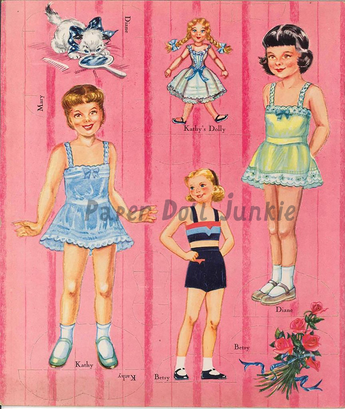 1950s Vintage Paper Dolls - Instant Download Paper Dolls - Little Girls ...