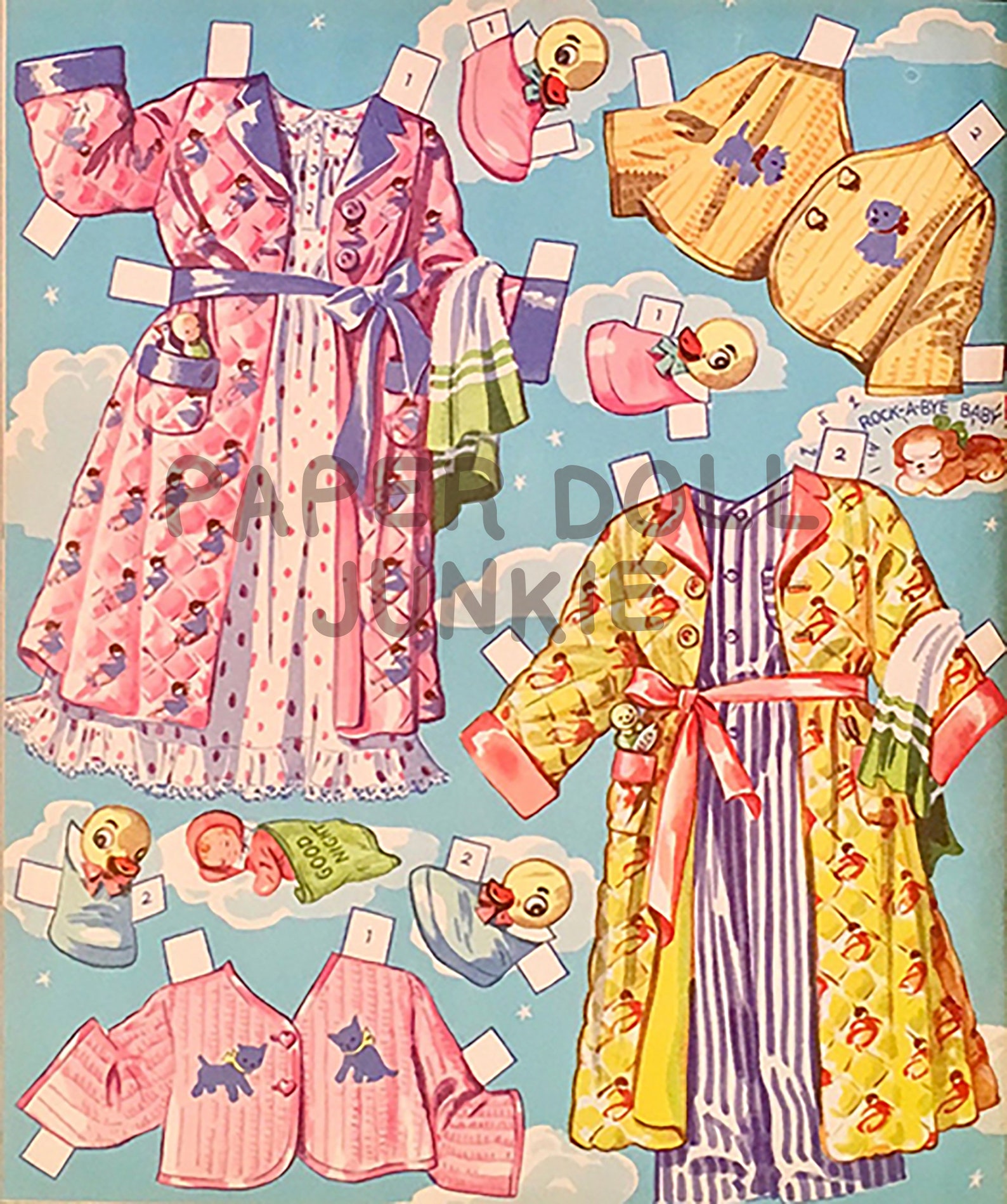 Vintage Paper Dolls - 1950s Printable Paper Dolls - Baby Sister and ...