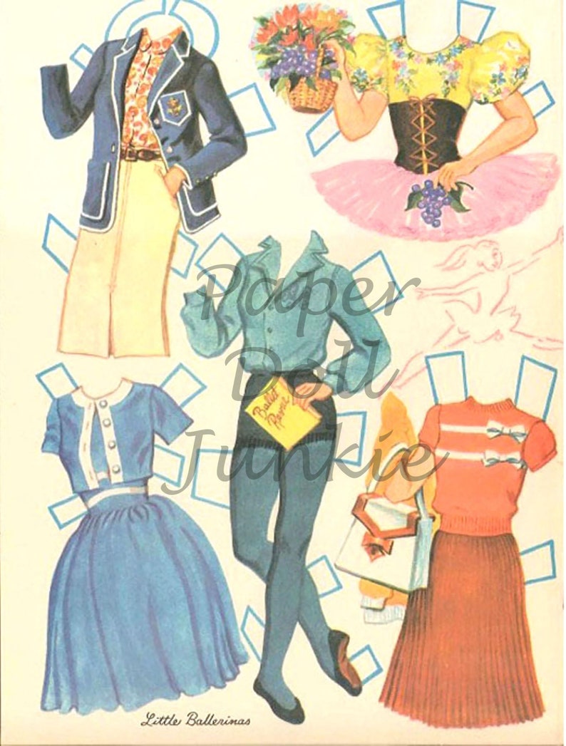 Little Ballerina Paper Dolls Vintage Paper Doll Printables - Etsy