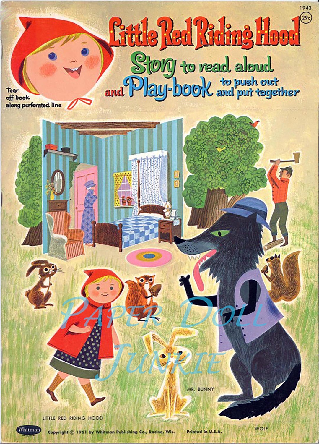 Vintage Paper Dolls Paper Toys Printable Little Red Riding Hood Story ...