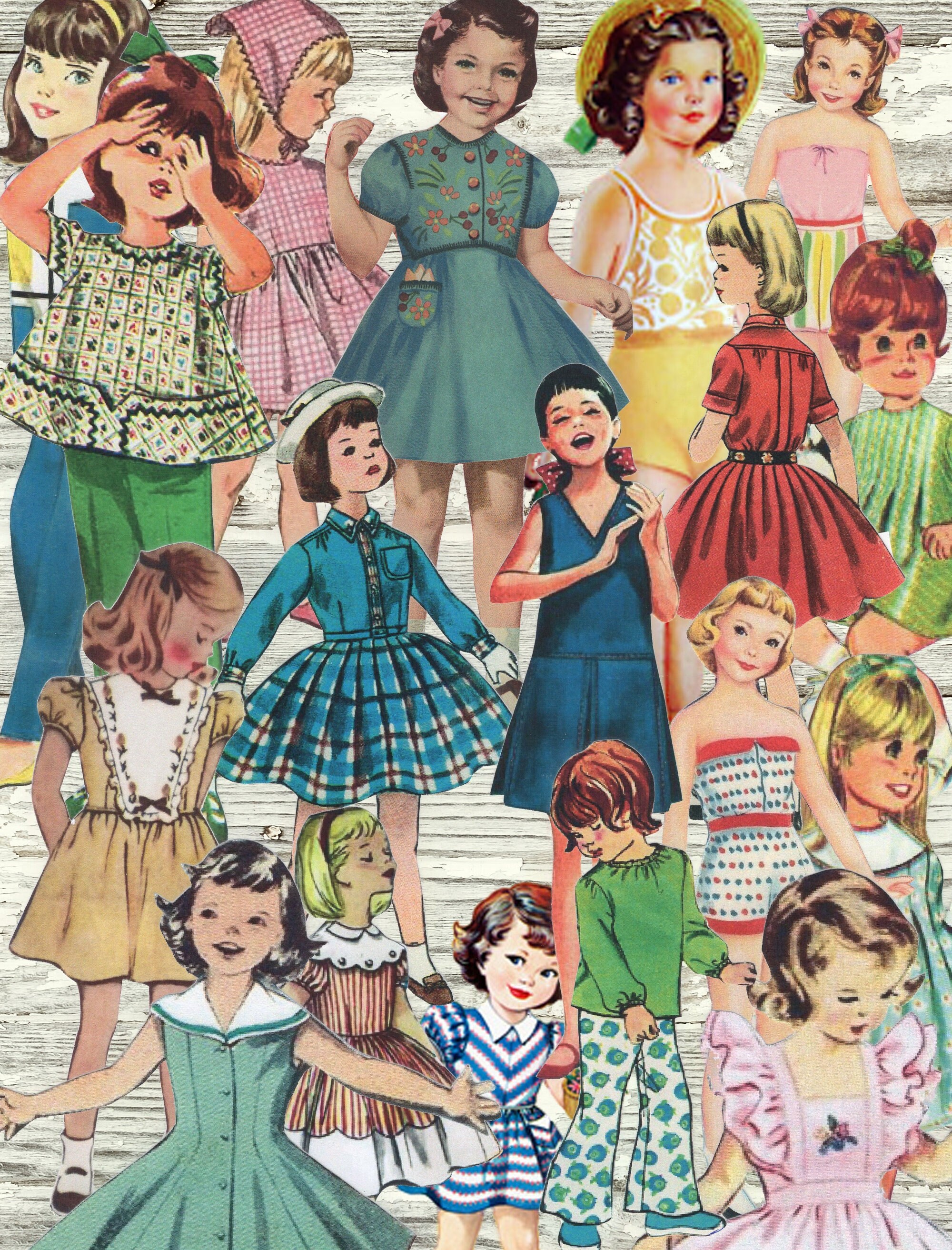 Collage Sheet Dolls, Journal Dolls, Instant Download, Paper Dolls for ...