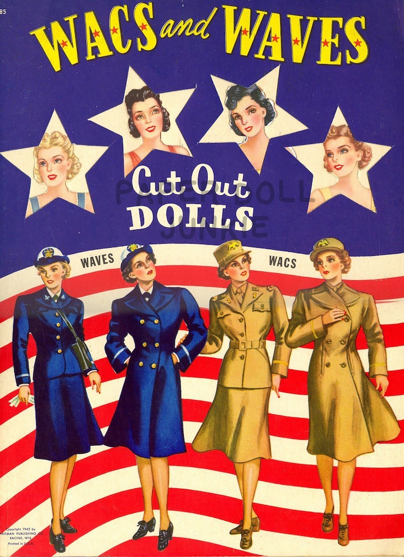 Vintage Paper Dolls 1943 Wacs and Wave, World War II Historical Paper ...