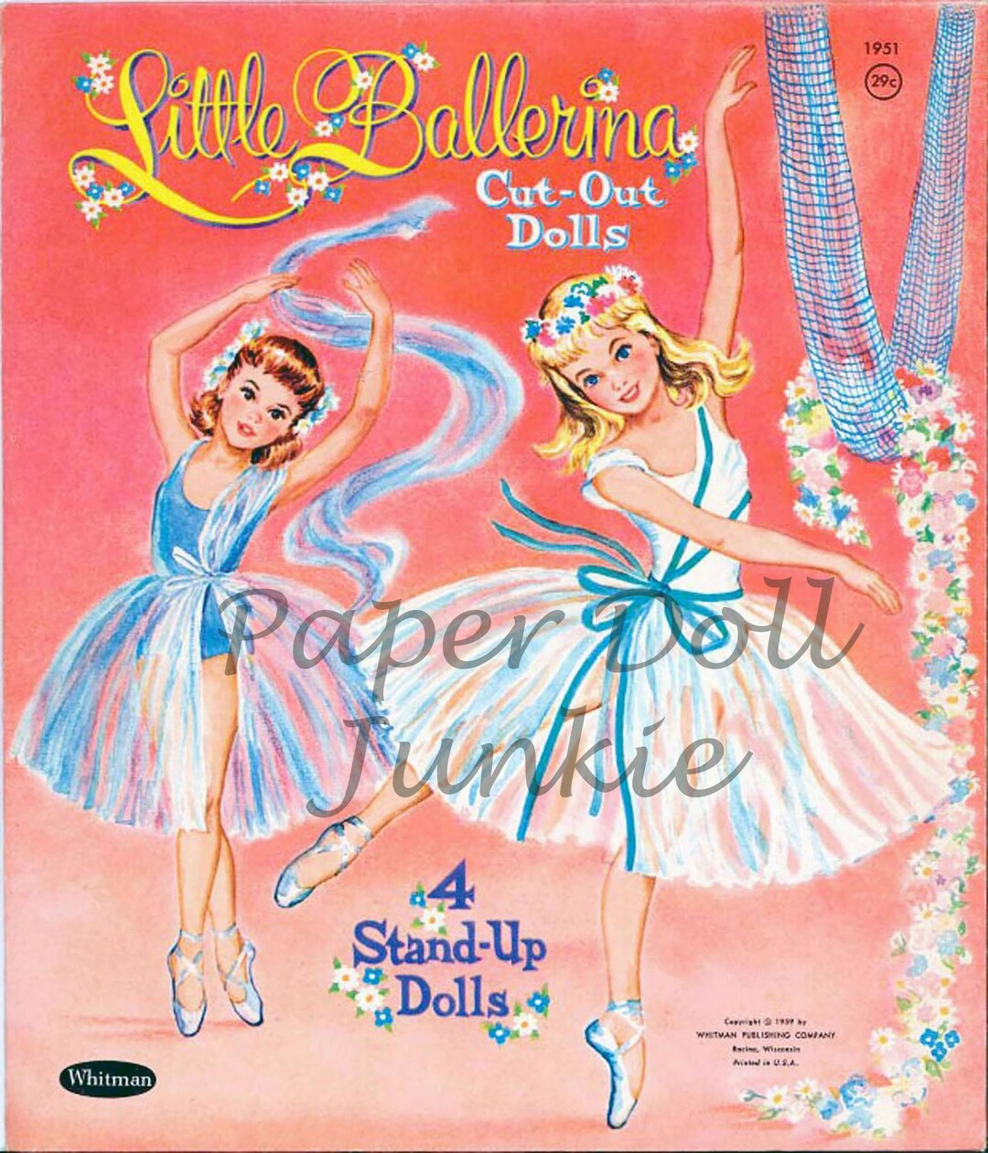Little Ballerina Paper Dolls, Vintage Paper Doll Printables, Instant ...