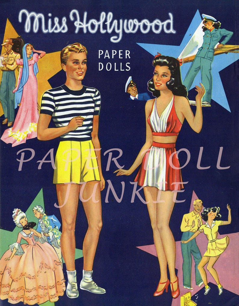 Vintage Paper Dolls 1940s Reproduction Printables Instant Download ...