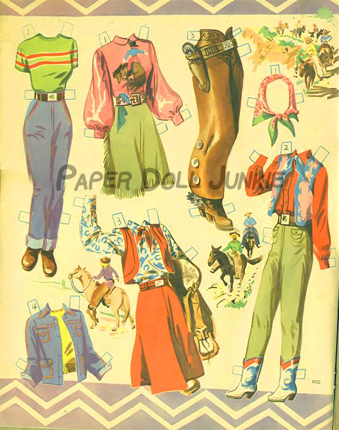 1950 Paper Dolls Dude Ranch Western Paper Dolls Vintage Paper Dolls ...