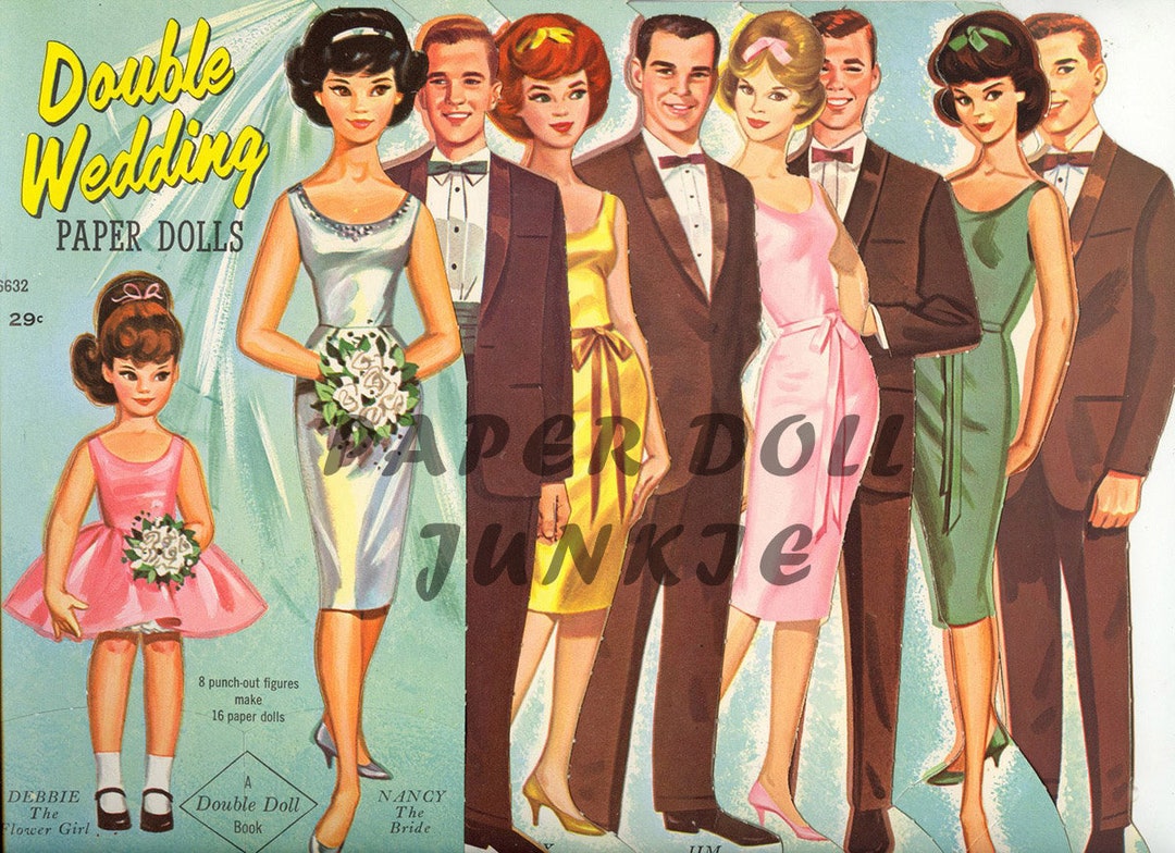 Double Wedding Paper Dolls, Vintage Paper Dolls 1964, Printable Paper Dolls, Instant Download ...