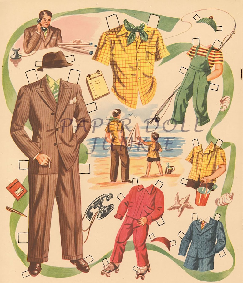 Paper Dolls Printable, Digital Paper Dolls, Mother, Dad and Us Kids ...