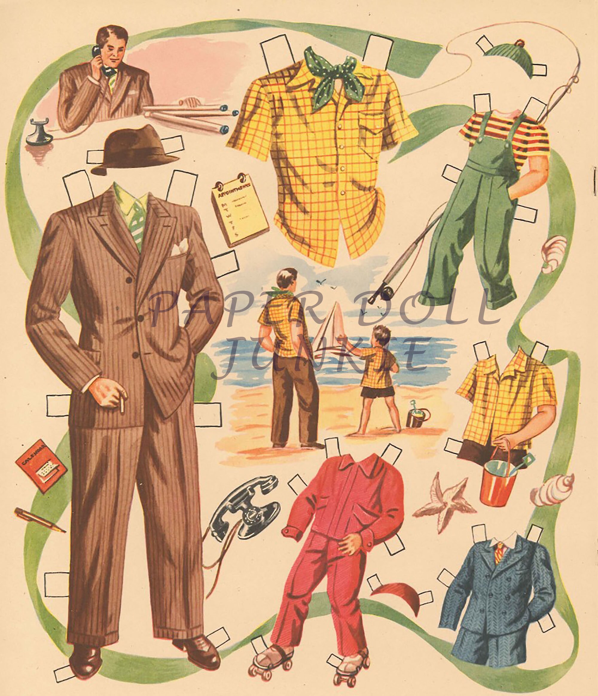 Paper Dolls Printable, Digital Paper Dolls, Mother, Dad and Us Kids ...