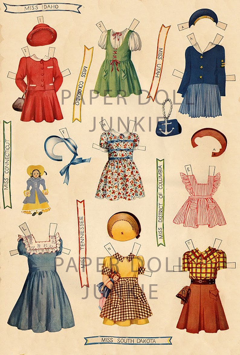 Vintage Paper Dolls Printable 1941 Little Miss America Paper Dolls 15 ...