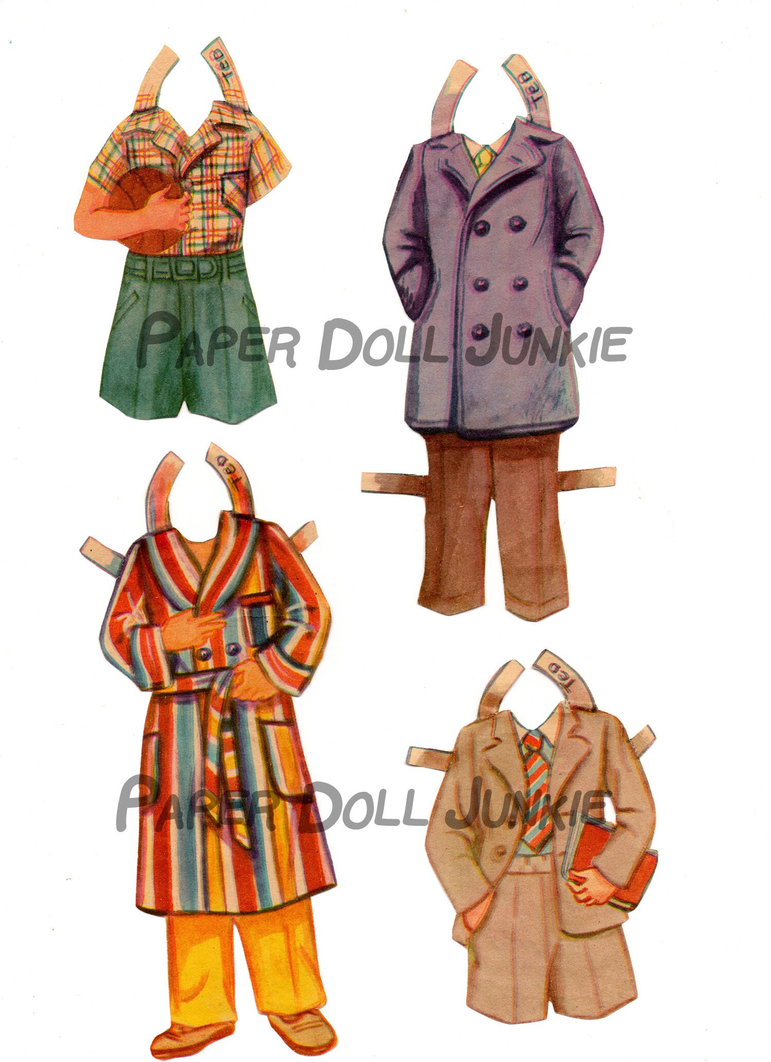 Adorable Set of 6 Printable Paper Dolls With 32 Outfits | Etsy