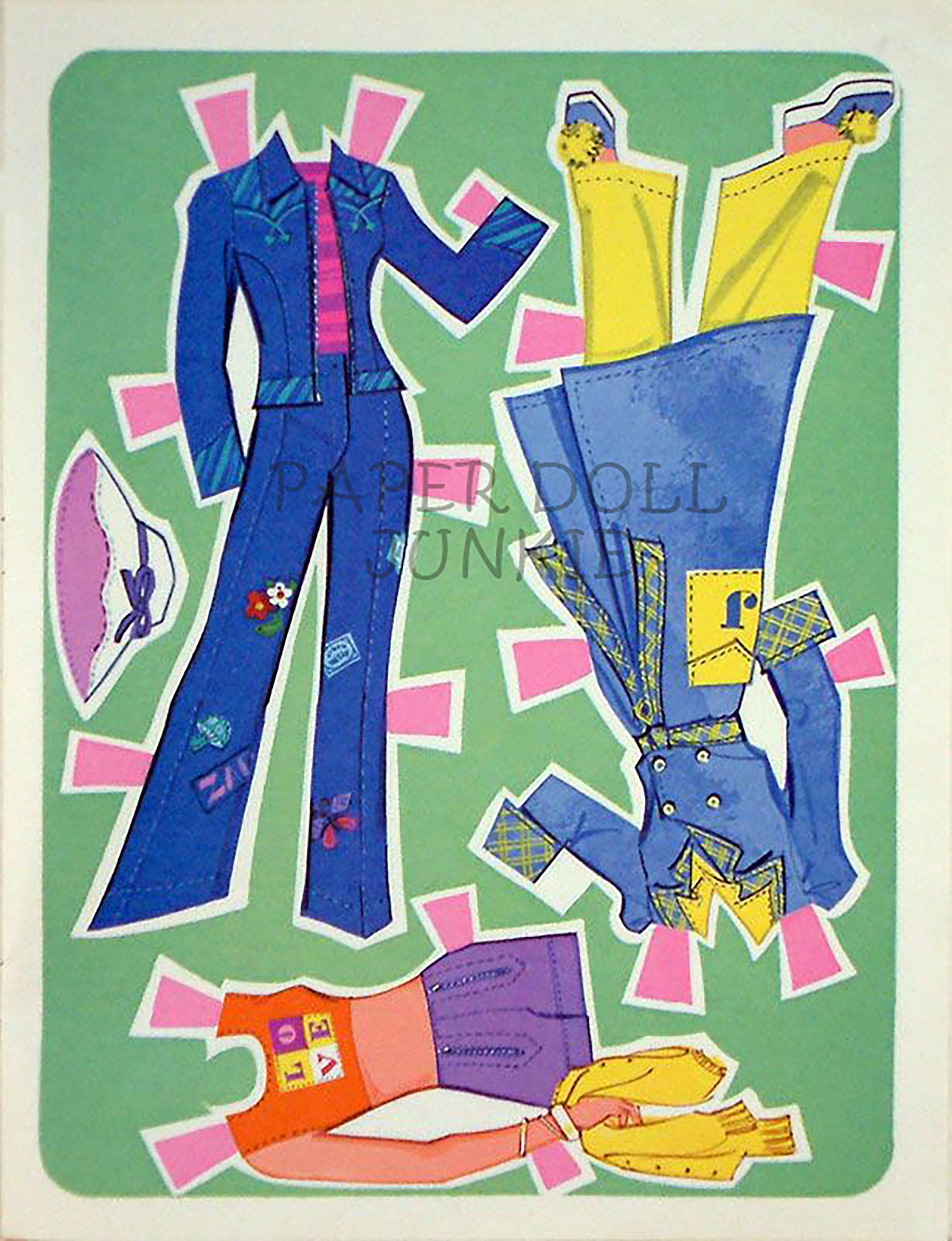 Jean Jeans Paper Dolls Vintage Paper Doll Clip Art 1970s Retro Digital ...