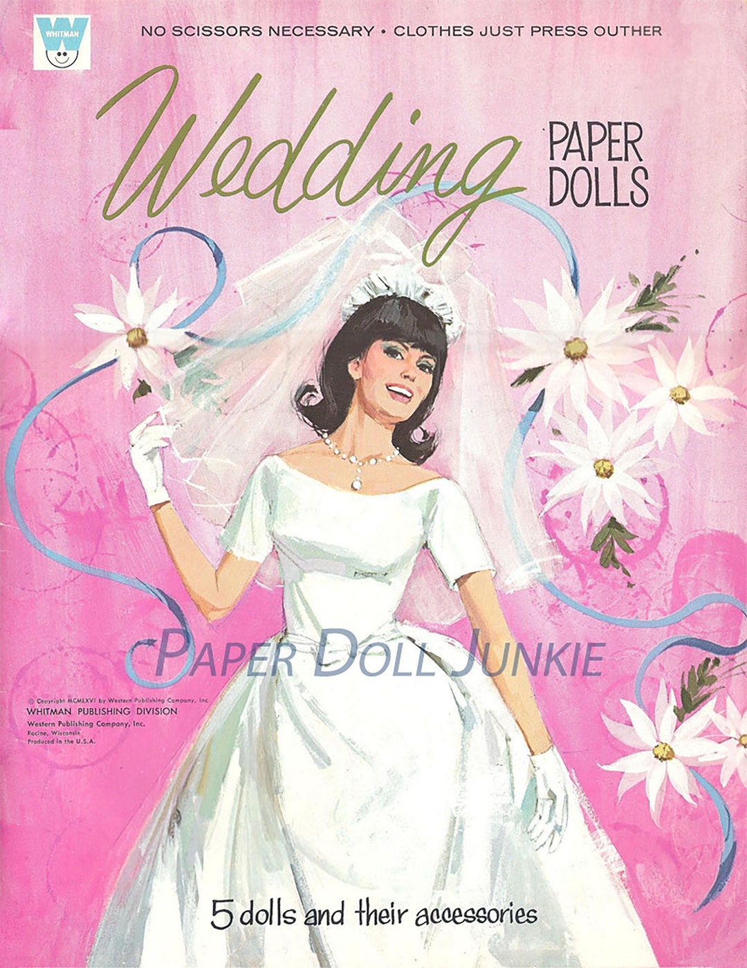 Vintage Wedding Paper Dolls Clip Art 1966 Whitman Bride and Groom Wedding Party Retro Paper ...