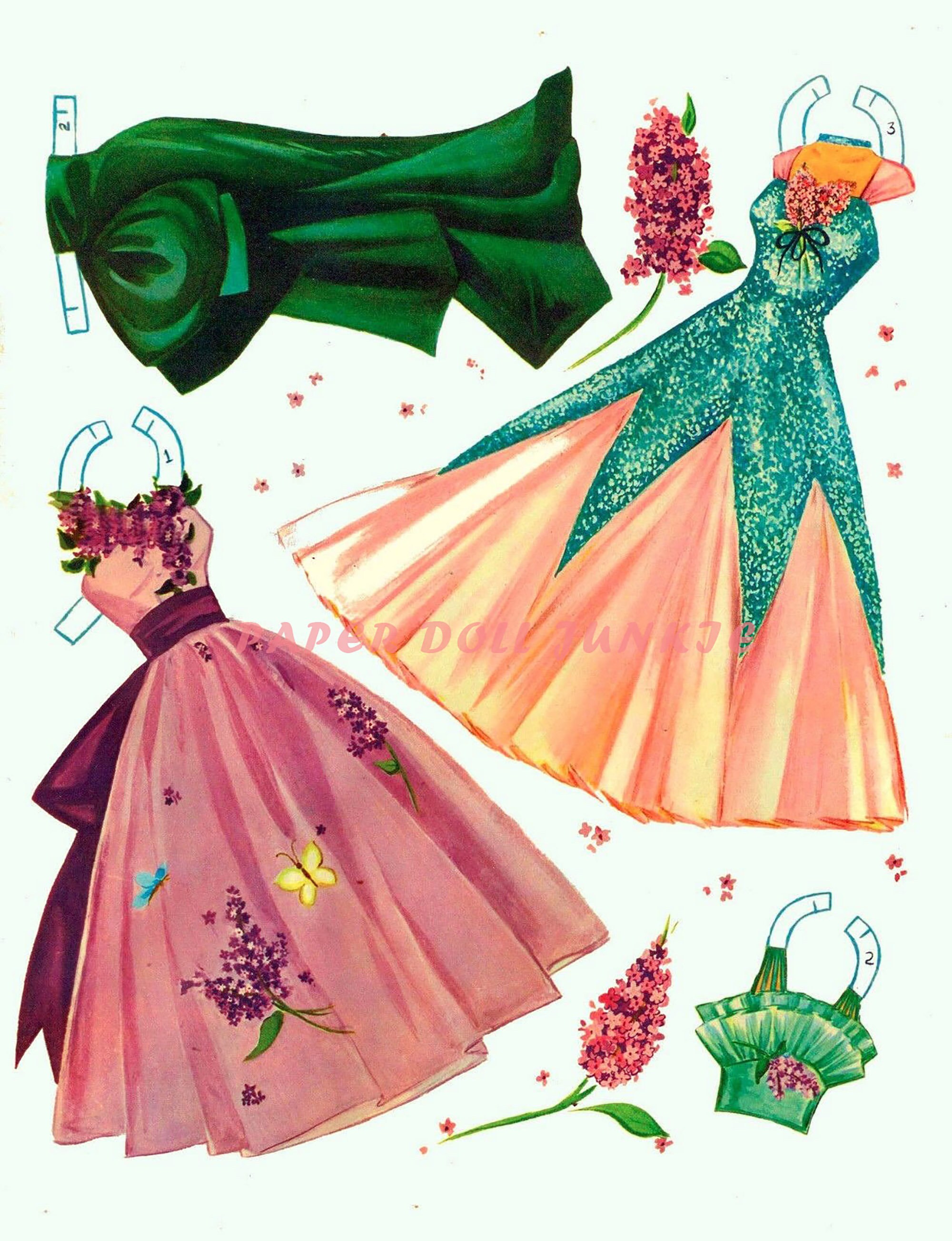 Vintage Paper Doll Printable, Instant Download PDF and JPEG, Lilac Time ...