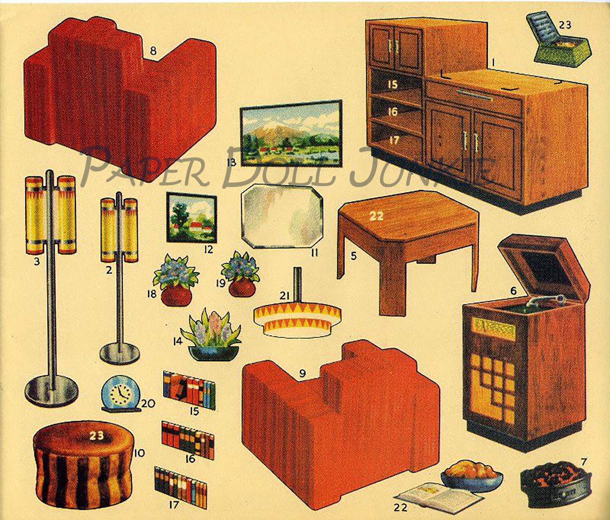 Retro Paper Doll House – Printable Model House, Clip Art (PDF) - Etsy