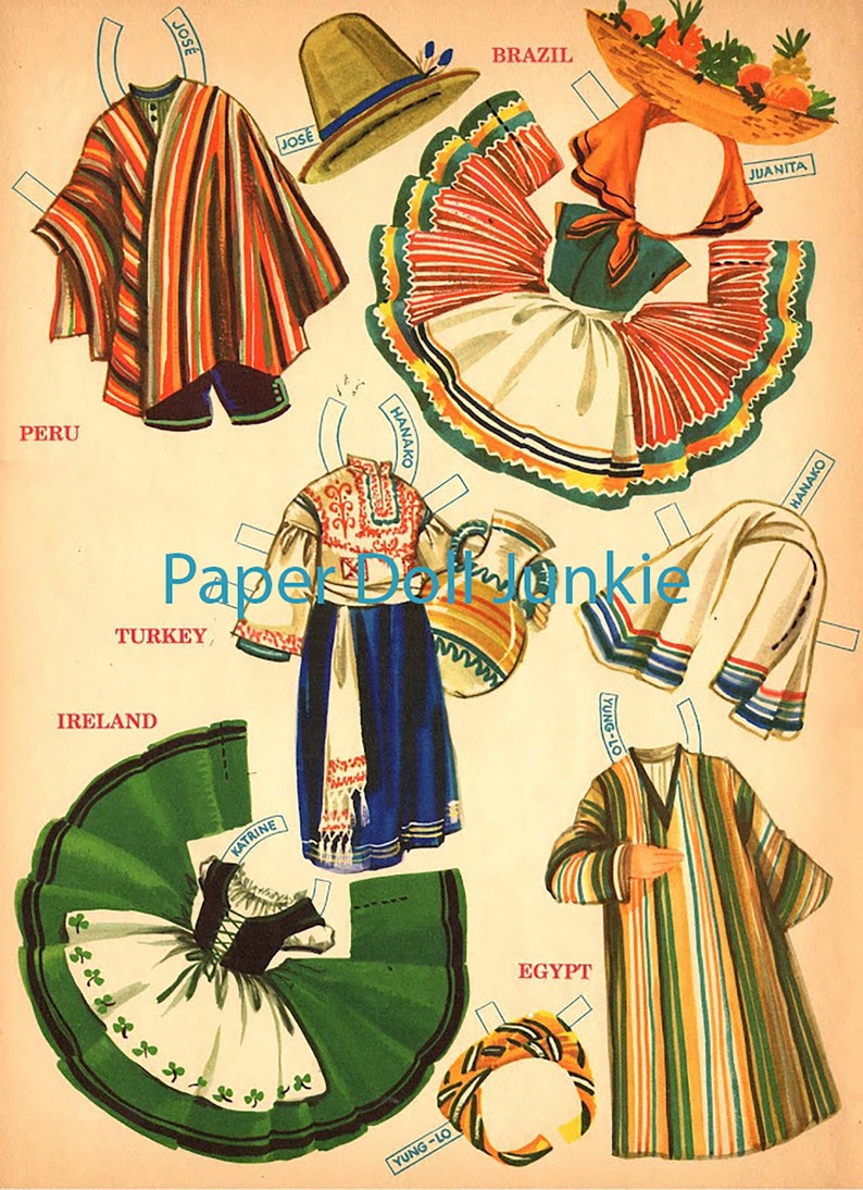Children Round the World Paper Dolls Clip Art PDF Digital Download JPEG ...