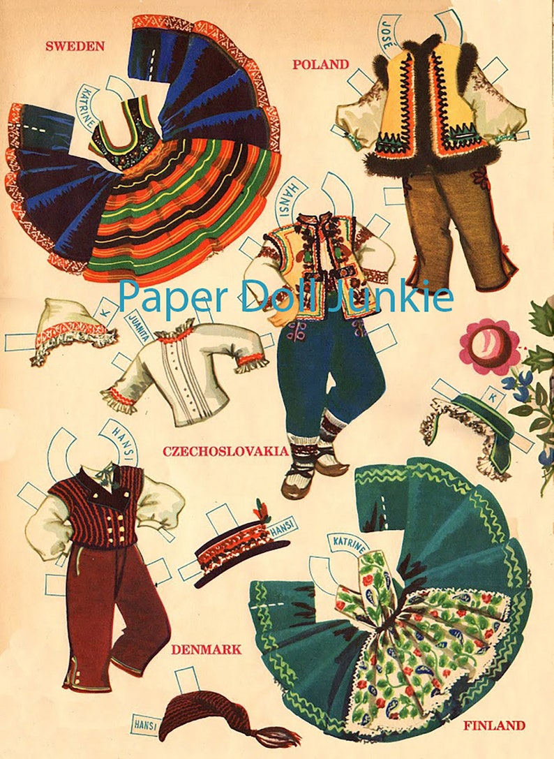 Children Round the World Paper Dolls Clip Art PDF Digital Download JPEG ...