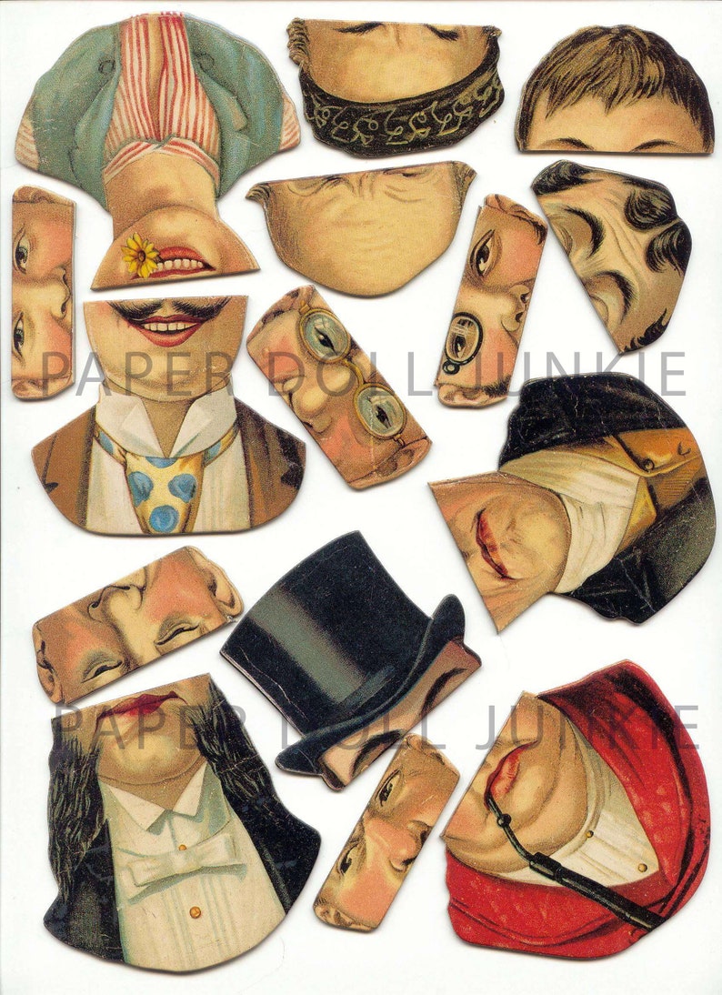 Vintage Articulated Faces Vintage Paper Toys Instant | Etsy