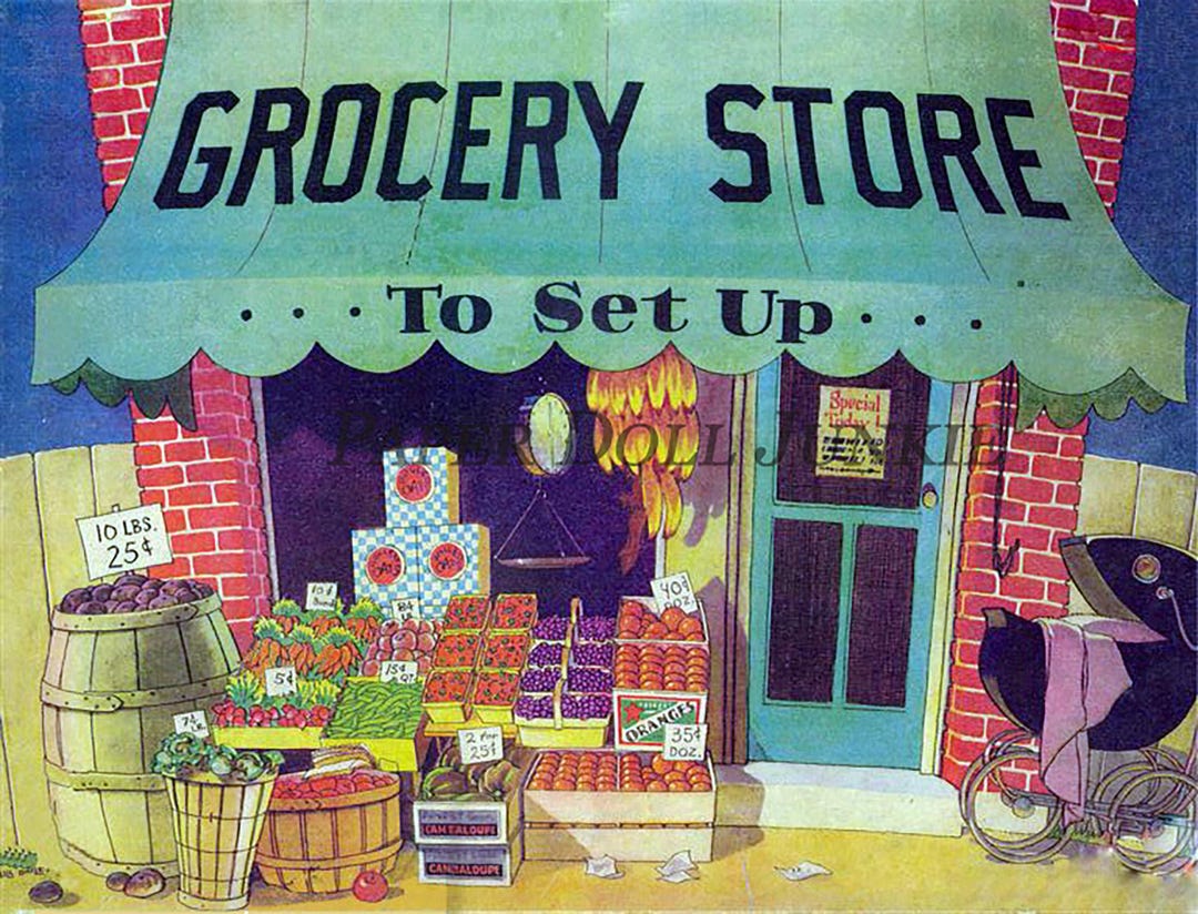 1937 Grocery Store Paper Toy Set: Vintage Printable Miniatures (digital ...