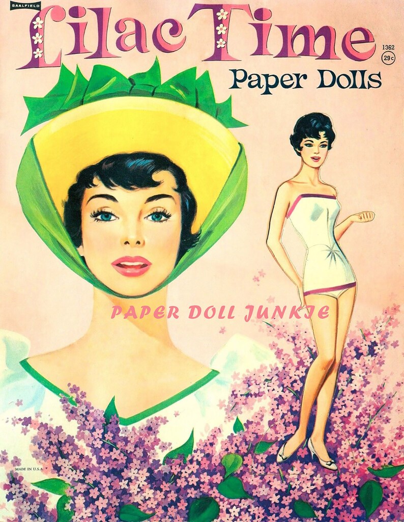 Vintage Paper Doll Printable, Instant Download PDF and JPEG, Lilac Time Paper Dolls, Vintage ...