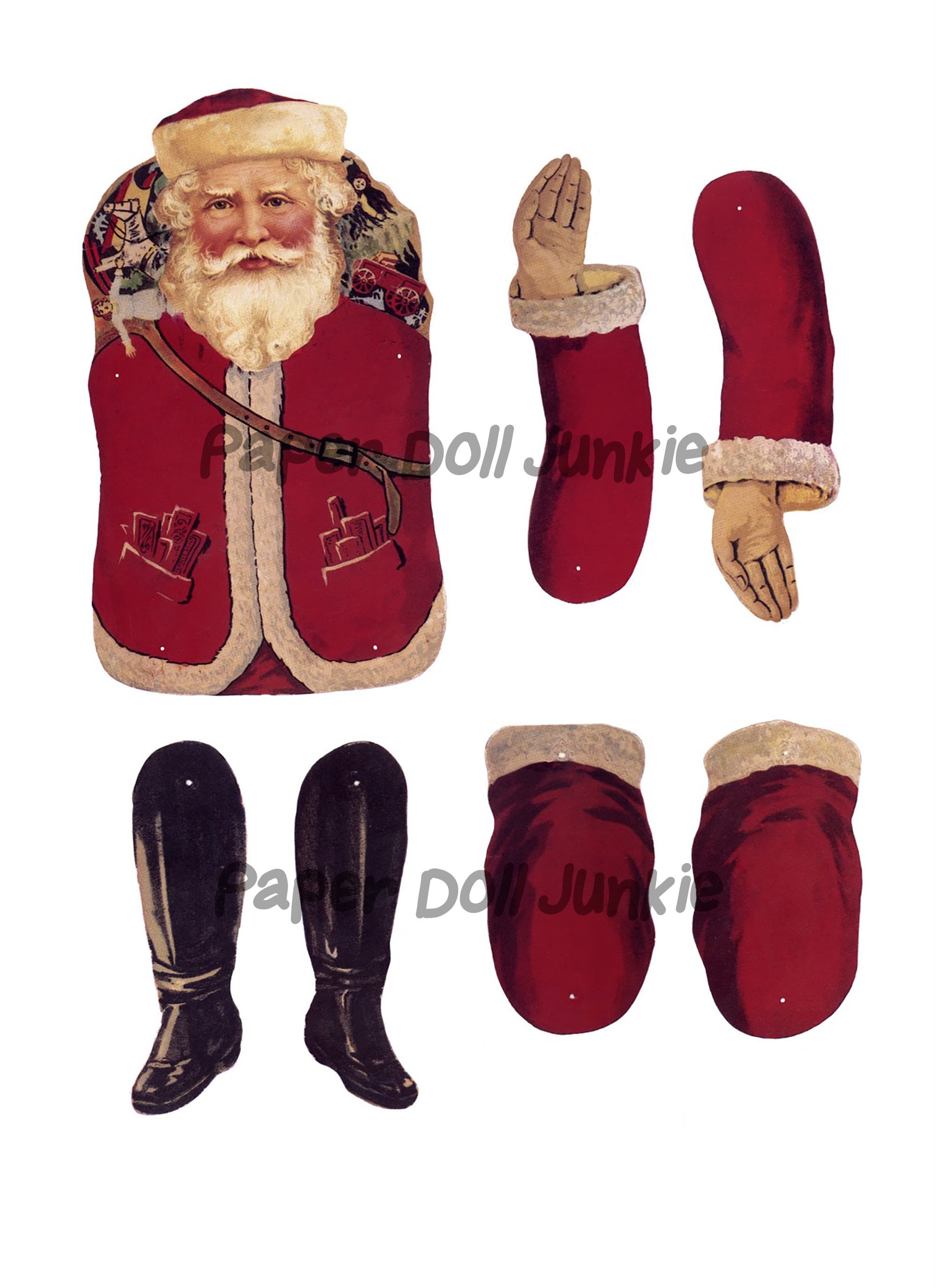 Santa Printable Articulated Paper Doll Instant Download Vintage Santa ...
