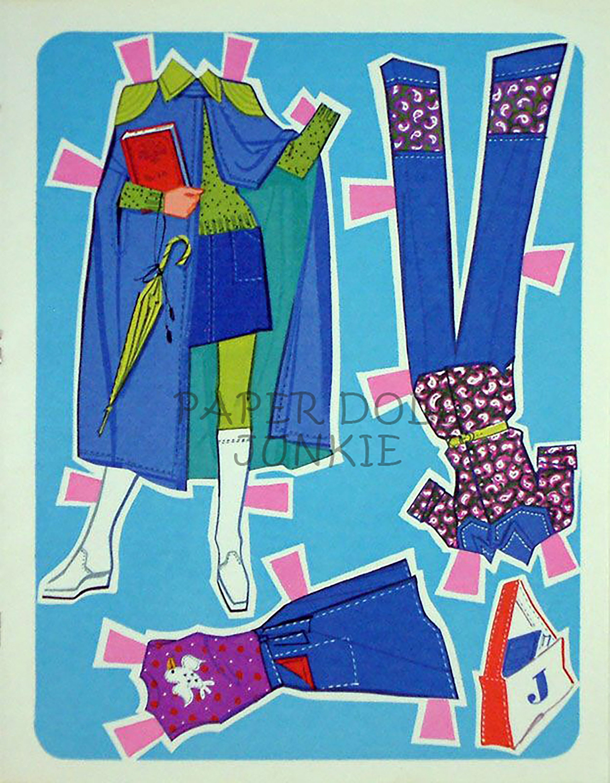 Jean Jeans Paper Dolls Vintage Paper Doll Clip Art 1970s Retro Digital ...