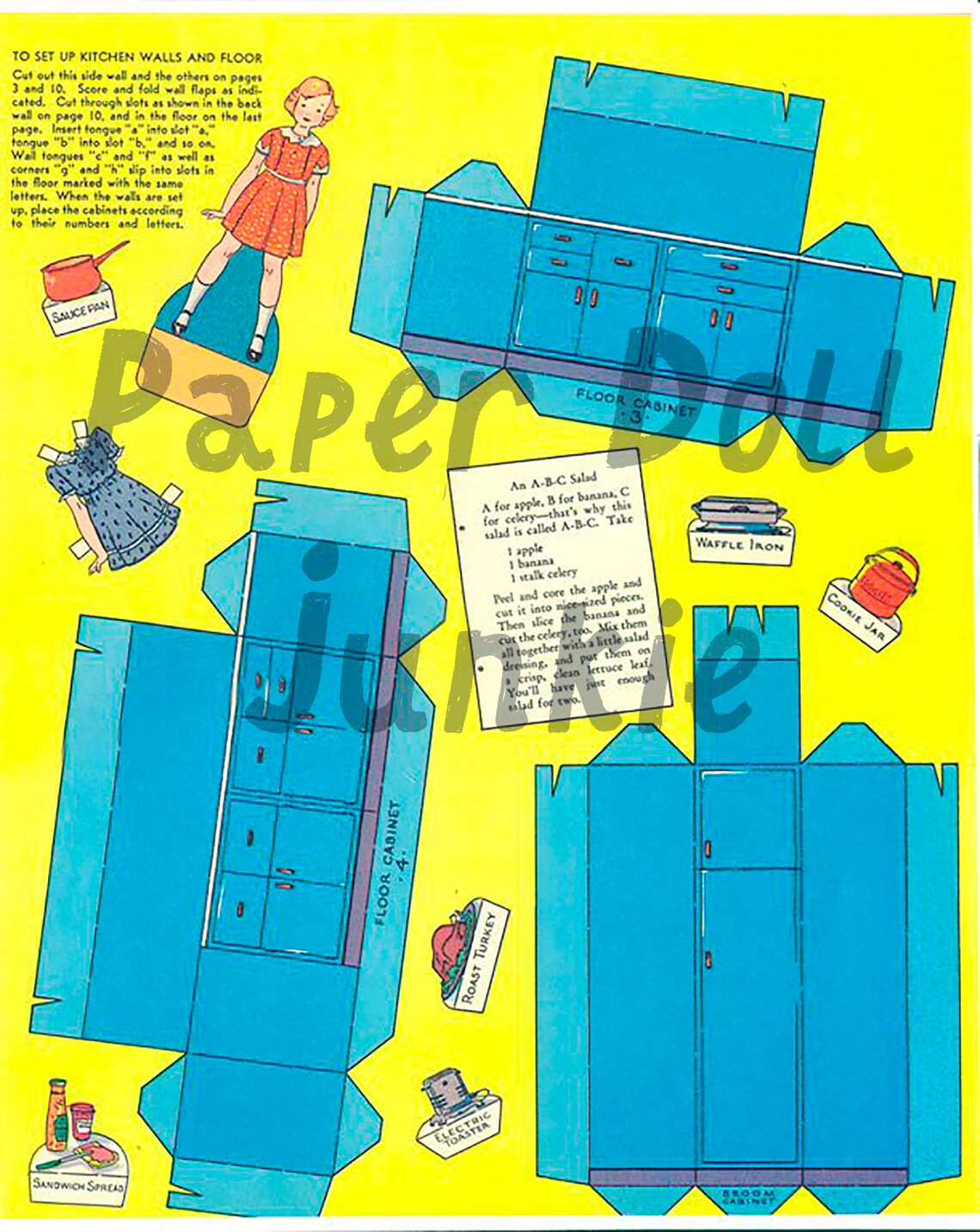 Vintage Paper Doll Kitchen Kitchen Play 1938 Paper Dolls - Etsy