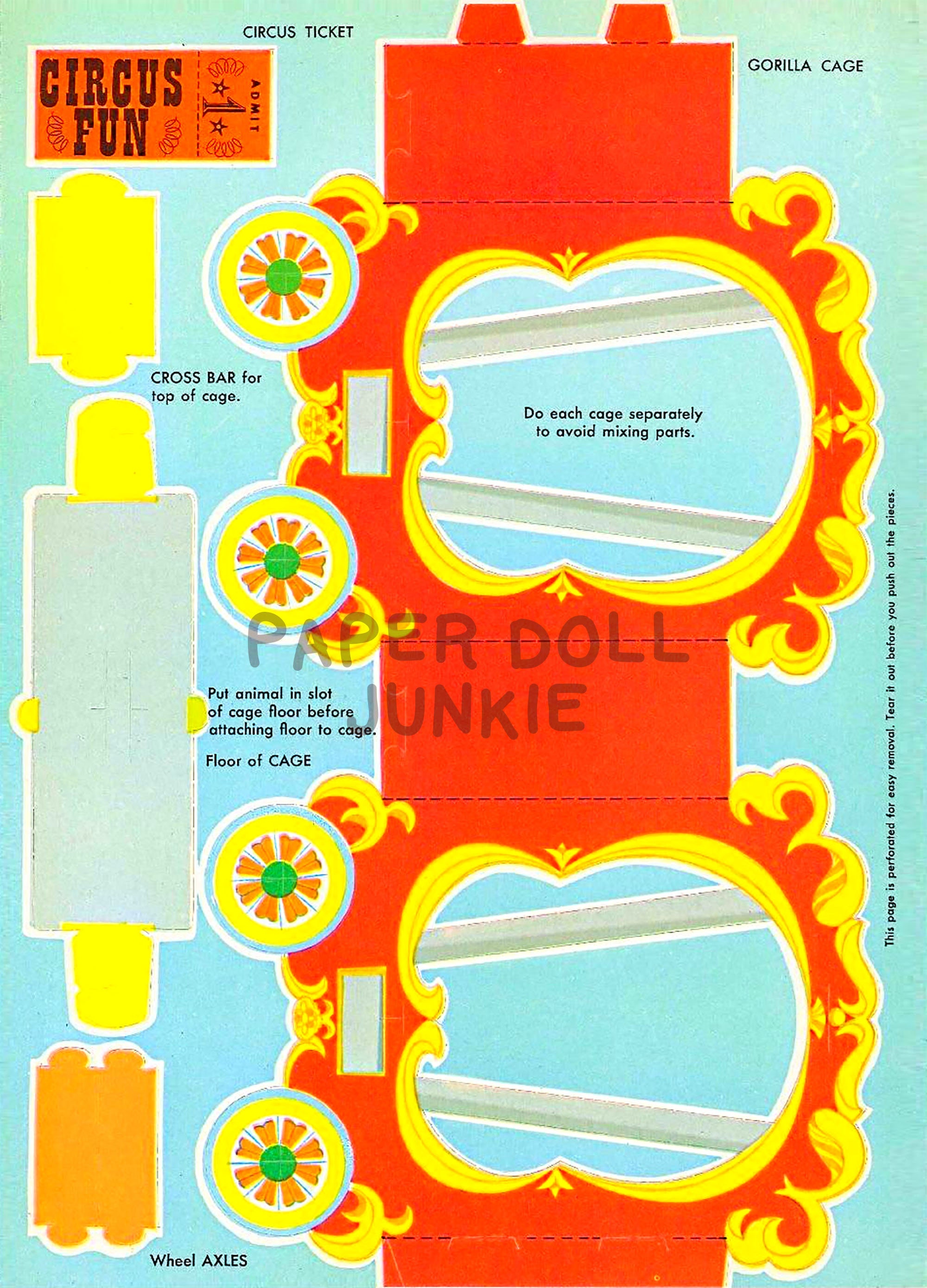 Circus Train Paper Toys Paper Dolls Circus Cut Outs Circus Fun Circus ...