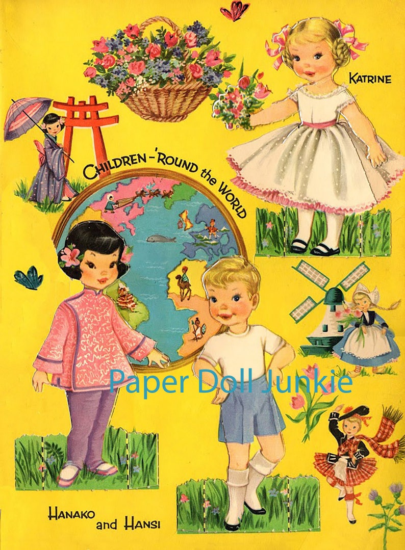 Children Round the World Paper Dolls Clip Art PDF Digital Download JPEG ...