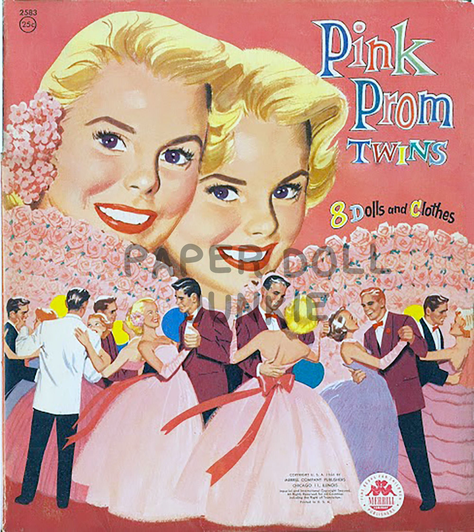 Retro 1956 Paper Dolls - Pink Prom Twins - Instant Download - 1950s ...