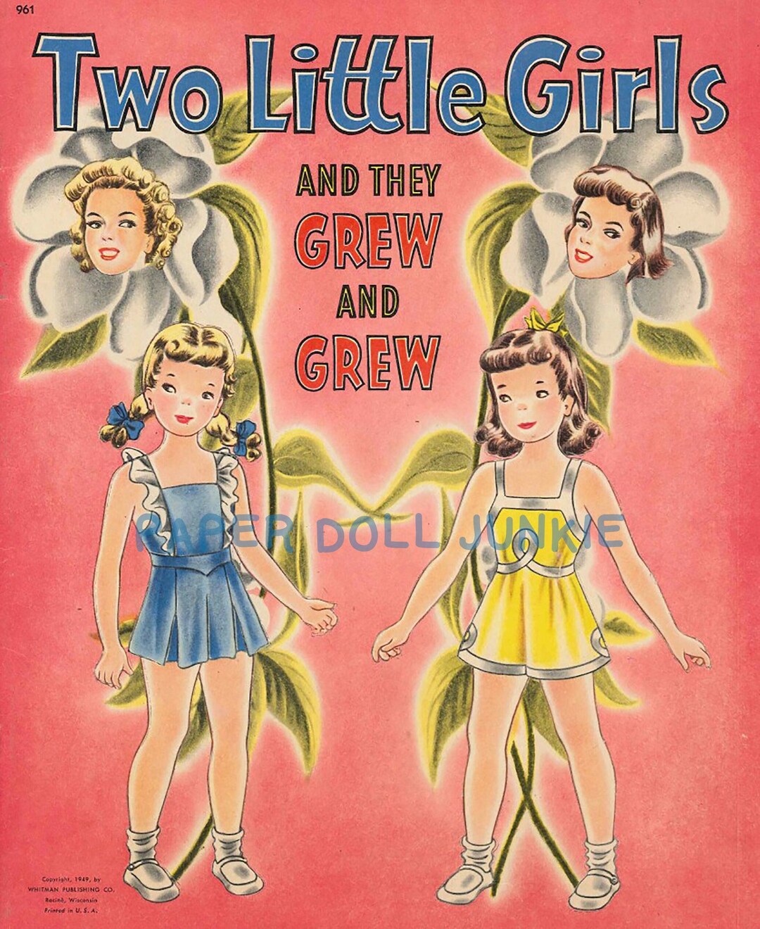 Two Little Girls and They Grew and Grew Paper Dolls Vintage Paper Dolls ...