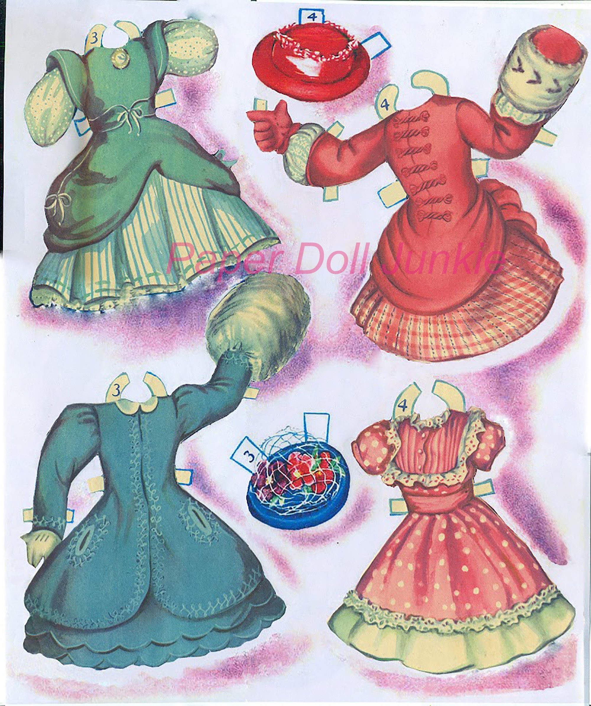 Betty Blue and Patty Pink Paper Dolls, Vintage Paper Dolls, Instant ...