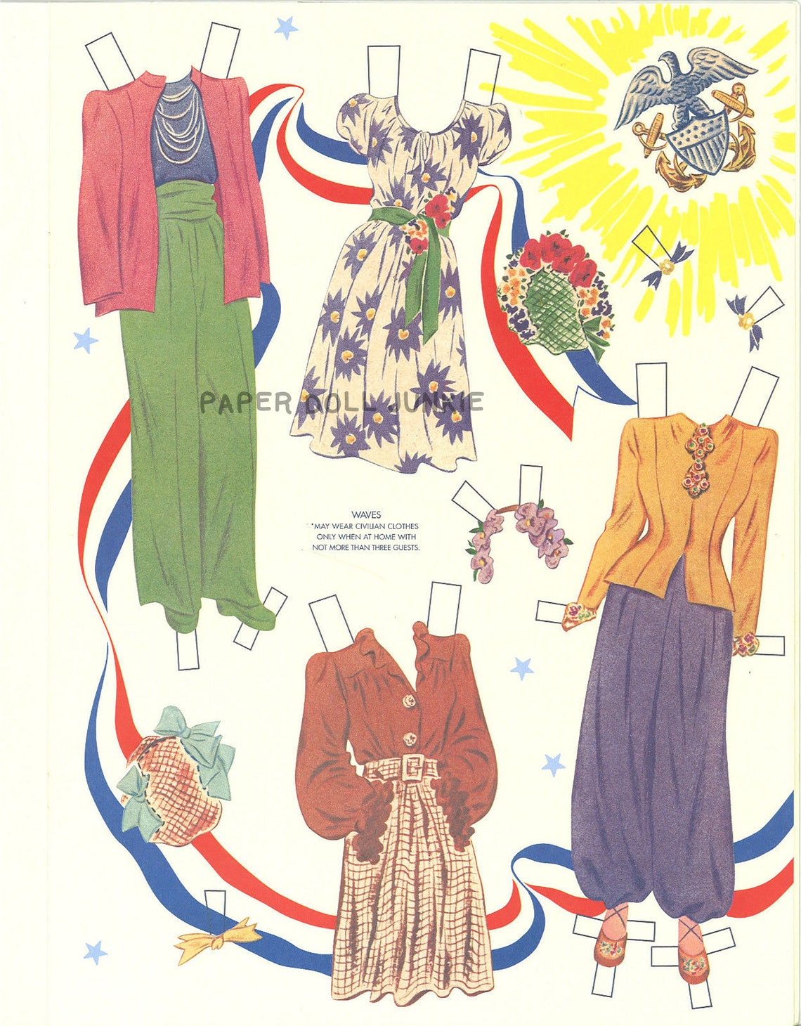Vintage Paper Dolls 1943 Wacs and Wave World War II | Etsy
