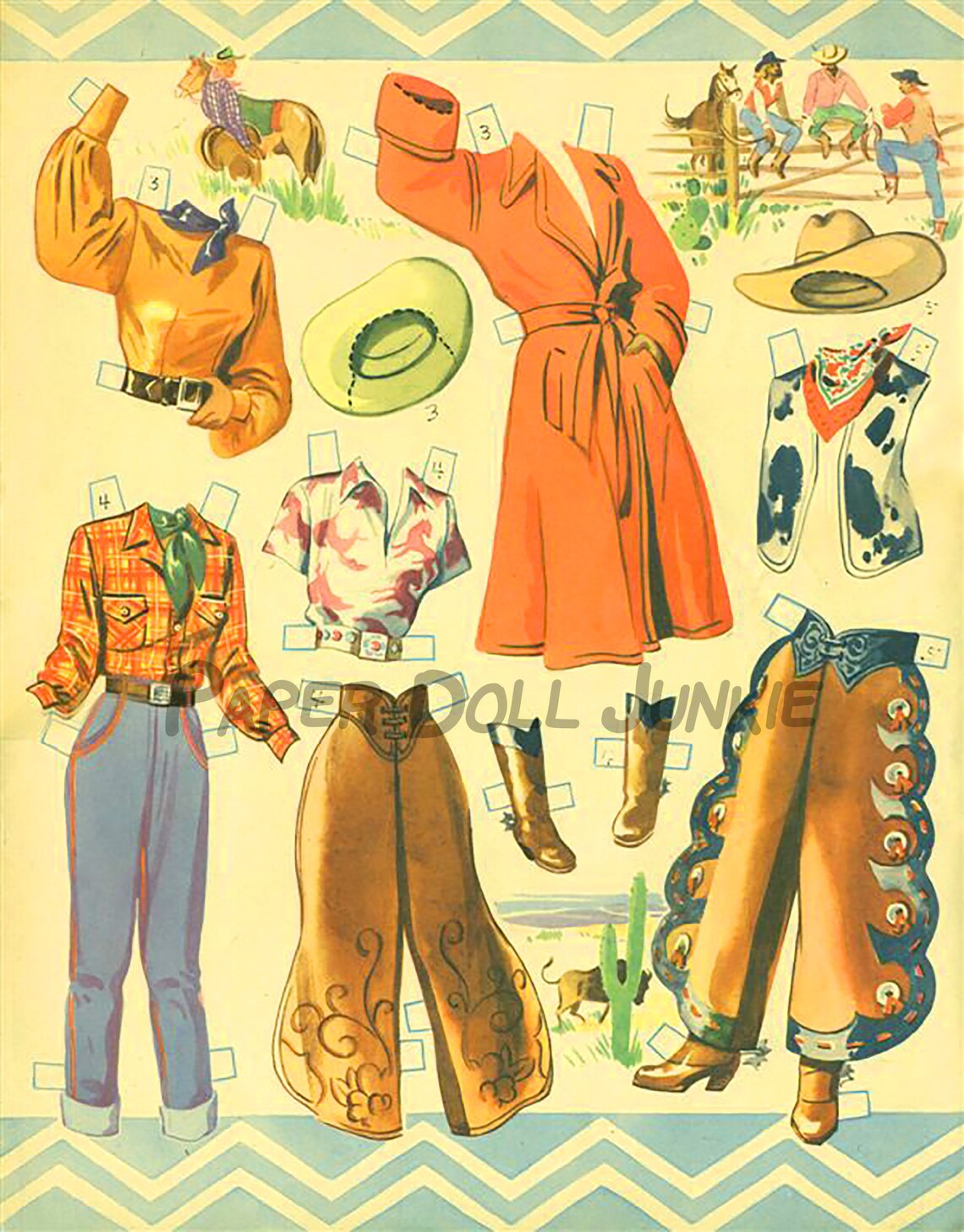 1950 Paper Dolls Dude Ranch Western Paper Dolls Vintage Paper Dolls ...
