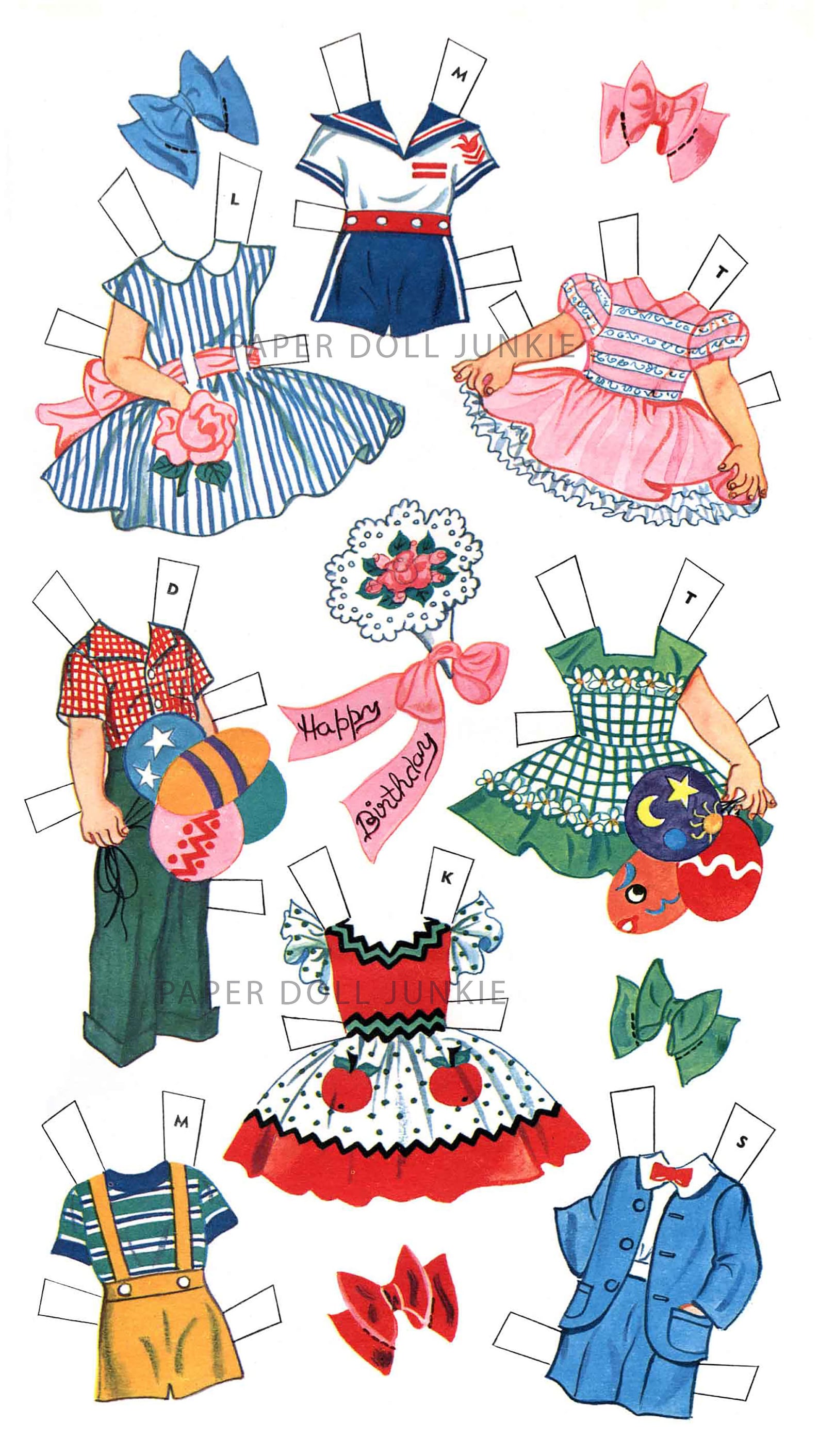 Birthday Party Cut Outs Paper Dolls Vintage Paper Dolls Printable Paper ...